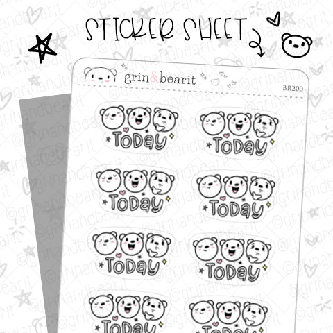 Barry Today! - Barry the Bear Stickers (BB200) – grinandbearit