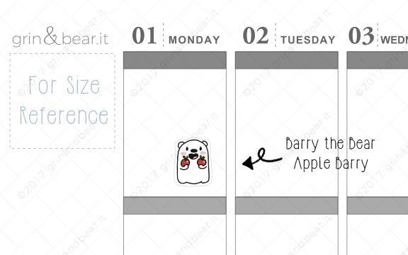 Apple Barry! - Barry the Bear Stickers (BB046) – grinandbearit