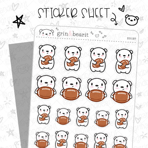 Barry Football! - Barry the Bear Stickers (BB189) – grinandbearit